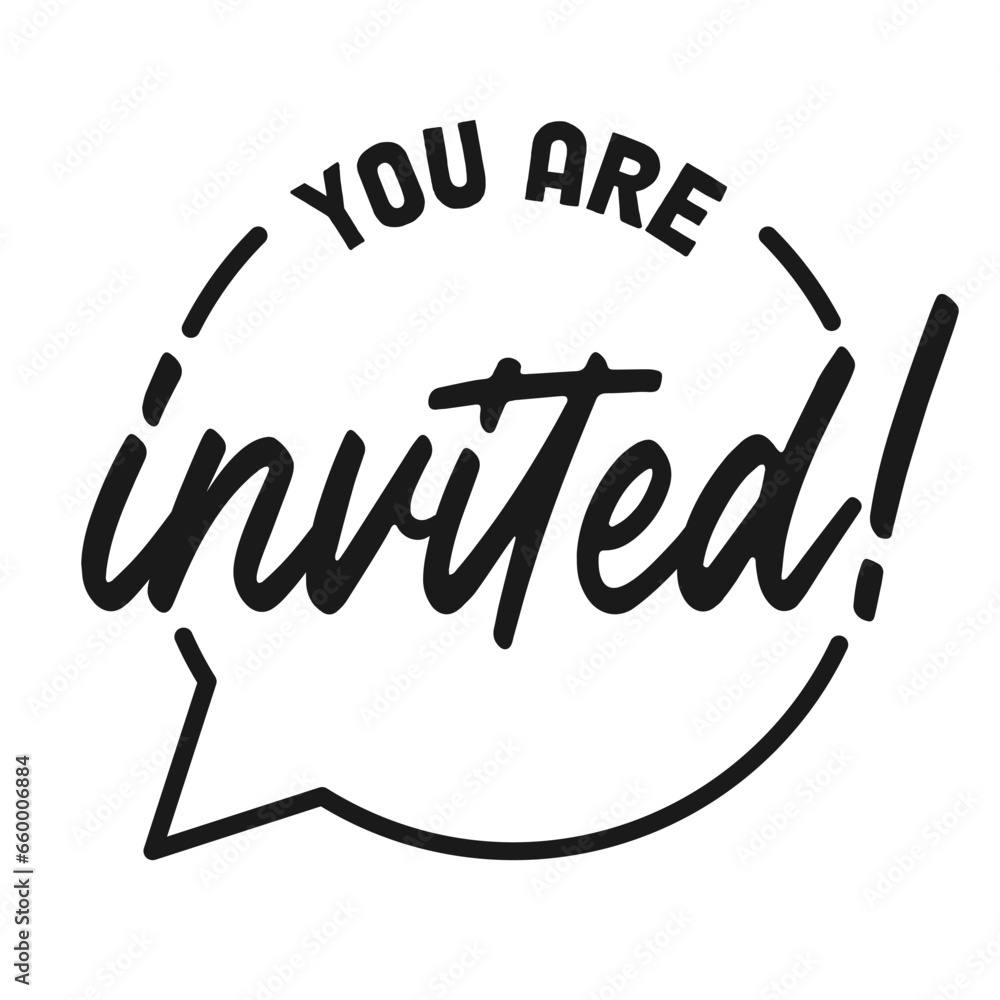 You are invited lettering design inside a circle frame. Elegant ...
