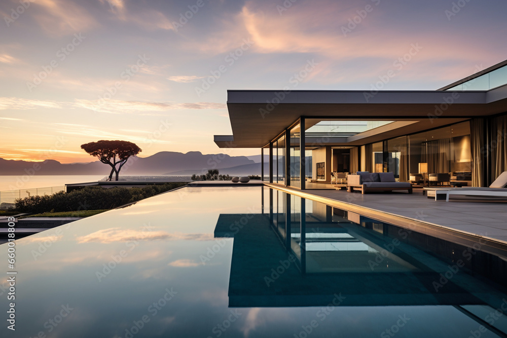 Contemporary Masterpiece: Captivating View of a Modern Villa, Expanding ...