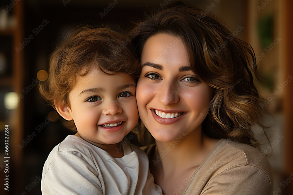 Joyful Mother-Son Bond Genuine Smiles and Warmth in a Loving Family ...