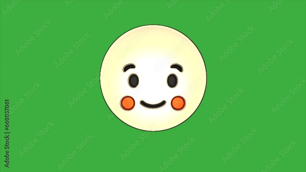 Animation video loop smiling face with squinting eyes on green screen ...
