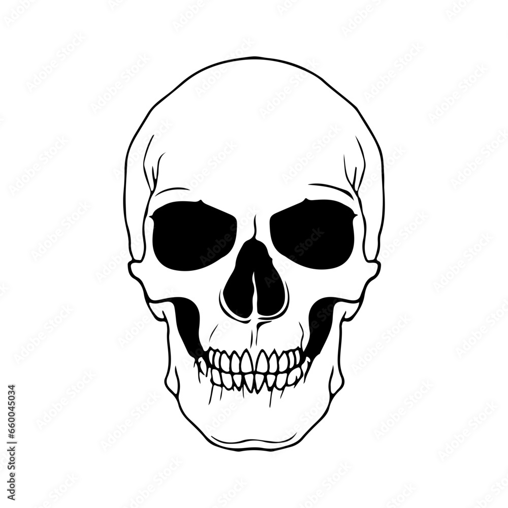 White Skull Svg file, Skeleton face Svg, Gothic skull, Black and white ...