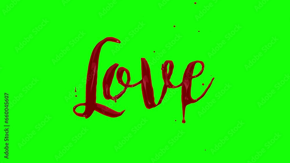 Love letter word text in red blood dripping effect seamless loop ...