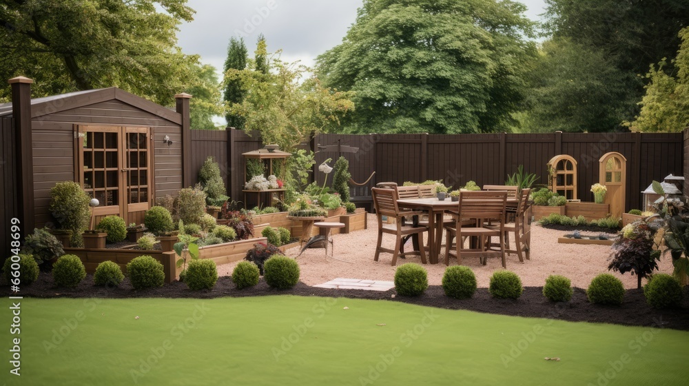 Freshly landscaped garden with a mix of artificial and natural grass ...