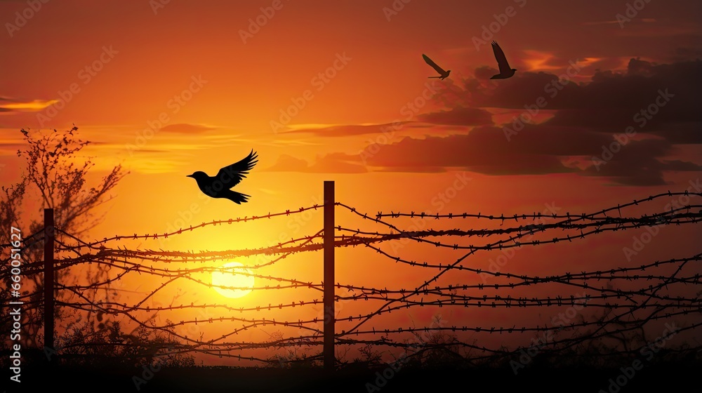 International day honoring the end of the slave trade Bird silhouette ...