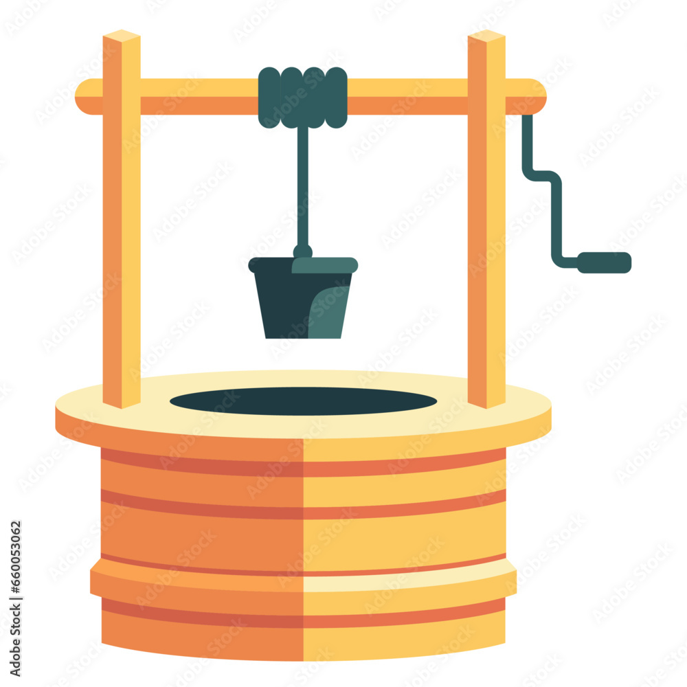 Water well with a round opening at the top flat style vector ...