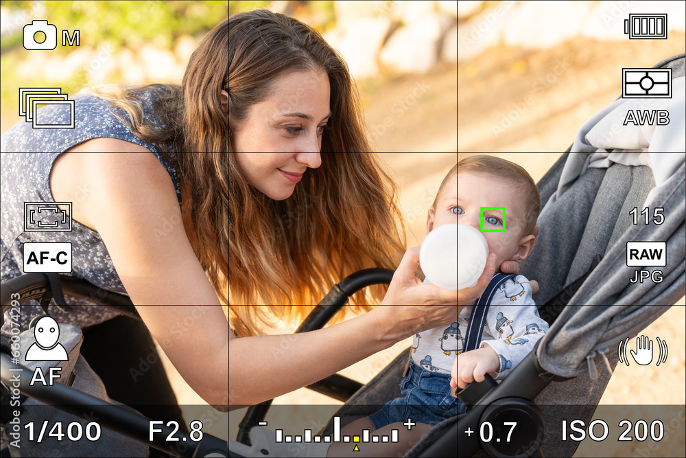 Screen or camera viewfinder with eye detection auto focus Stock ...