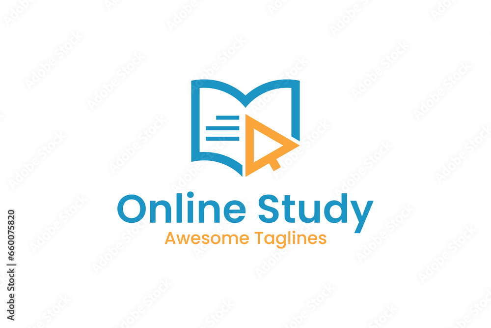 Online education logo template, e-learning vector design. Computer ...