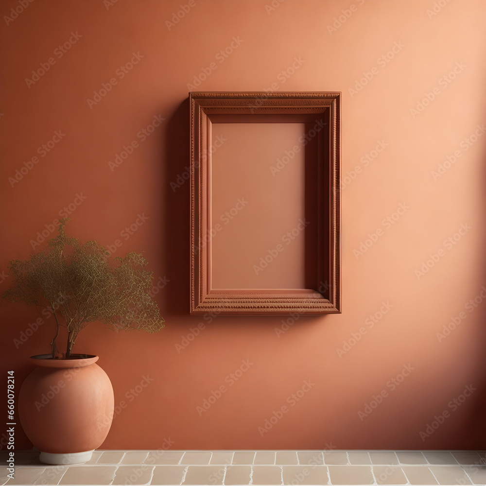 A single empty frame in a distressed bronze finish, placed on a ...