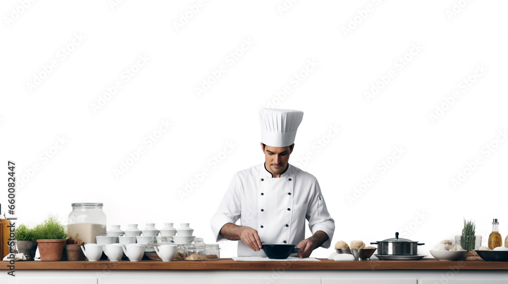 Admire the elegance of a professional chef wearing traditional attire ...