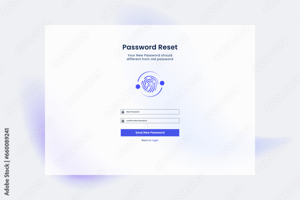 Reset password landing page with fingerprint icon, Changing old ...