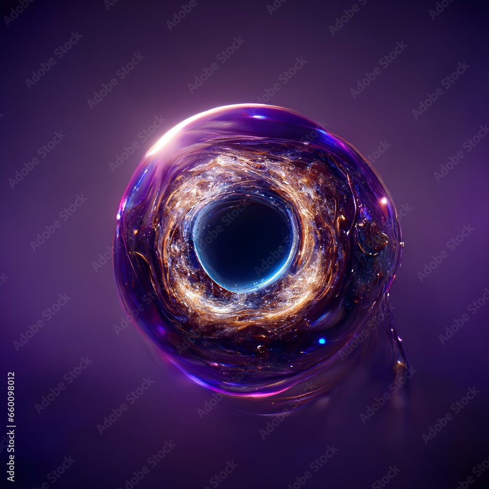 galaxy with black hole floating in the right corner bending space and ...