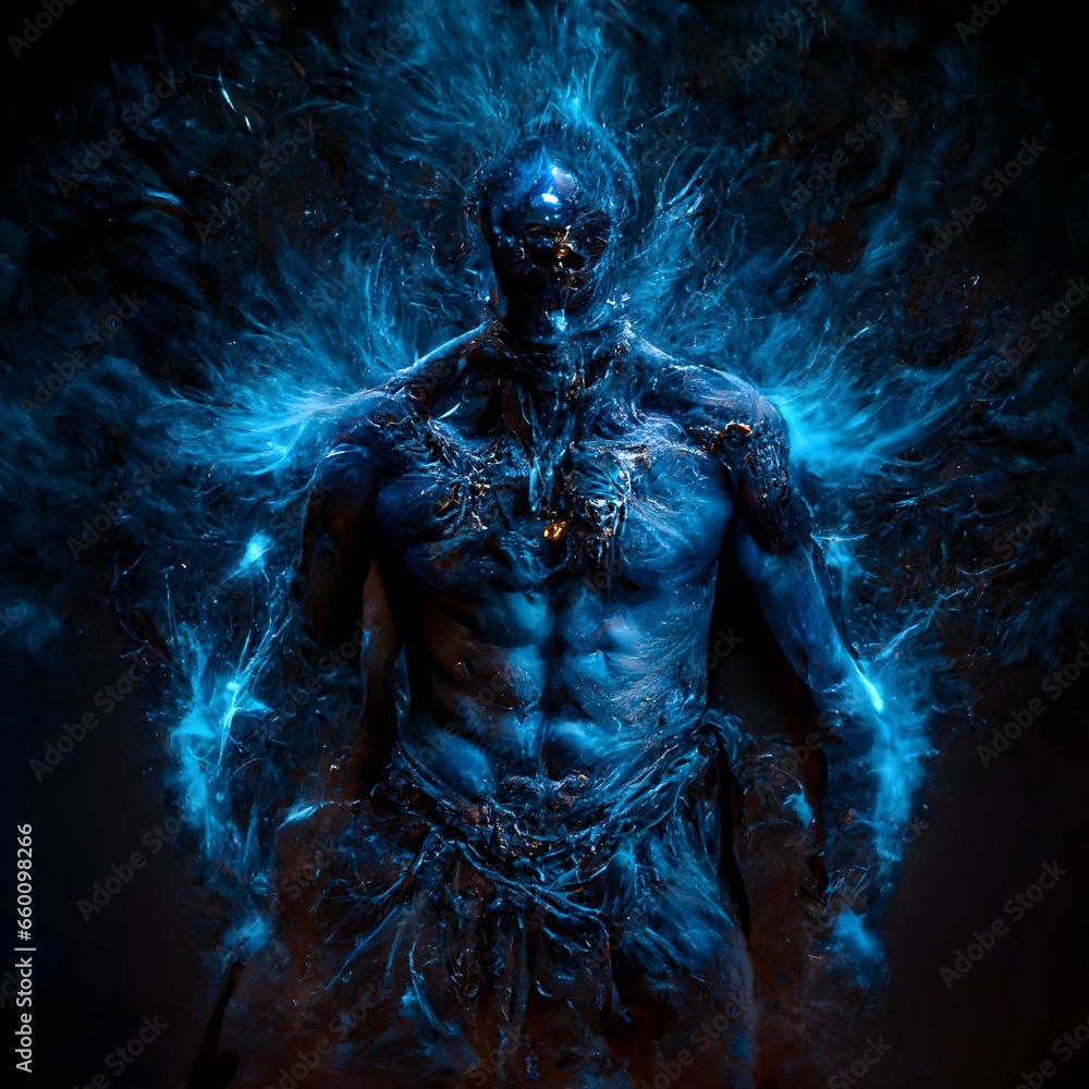 warrior soul with astral body made of pure blue energy against all odds ...