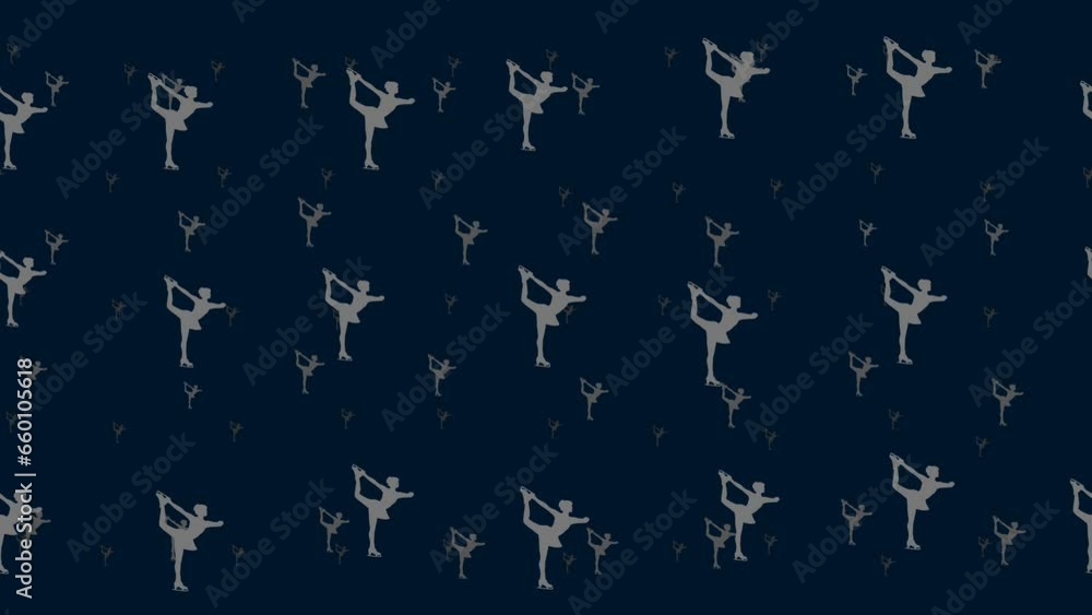 Female figure skating symbols float horizontally from left to right ...
