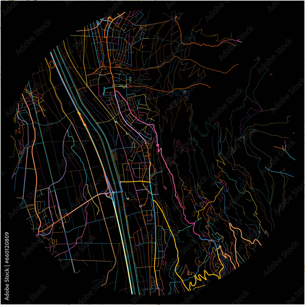 Colorful Map of Vaduz with all major and minor roads. Stock Vector ...