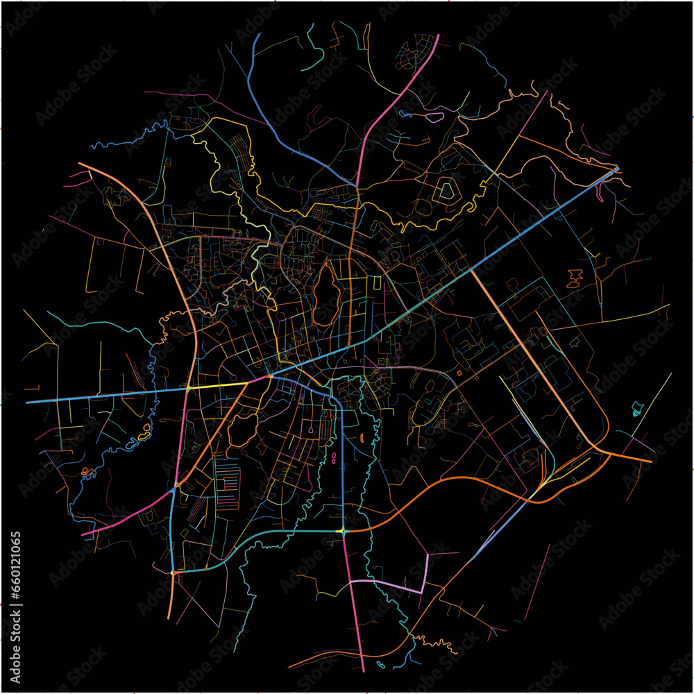 Colorful Map of Utena, Utena County with all major and minor roads ...