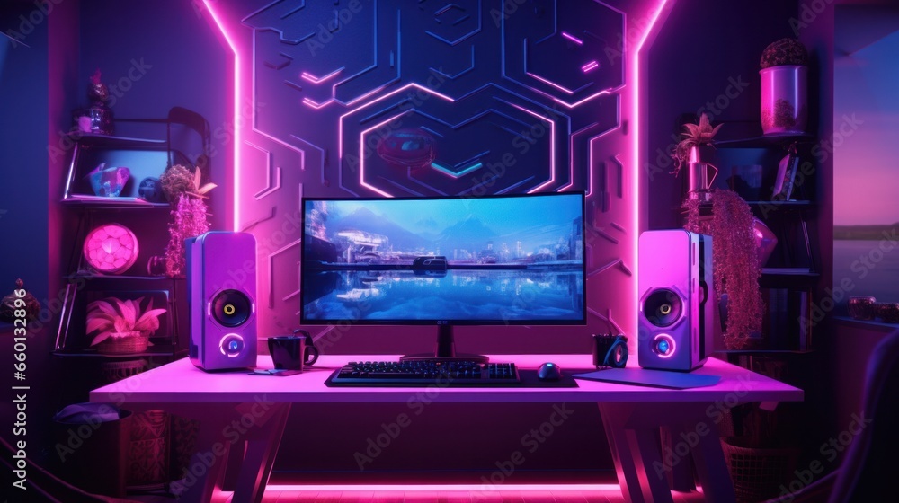 A high-performance personal computer gamer setup, complete with a first ...