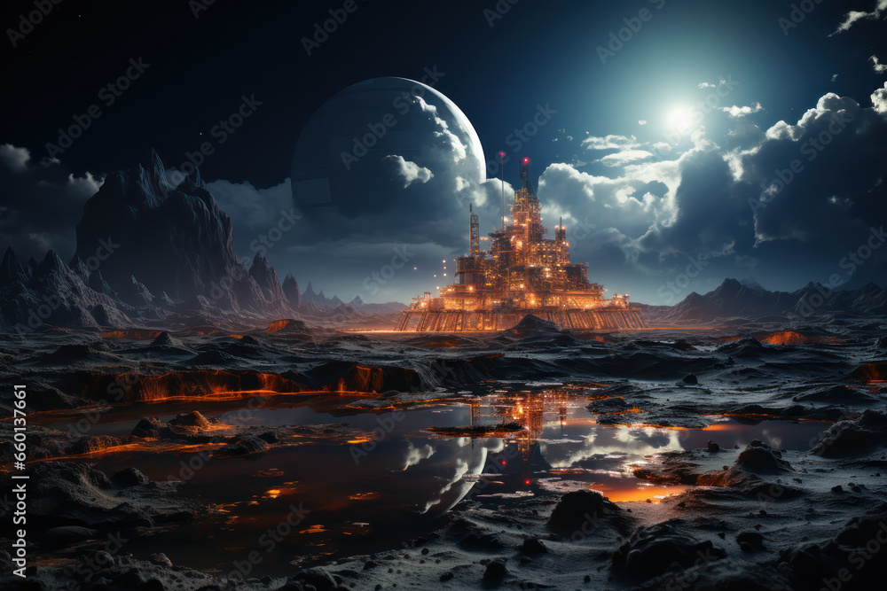 Astronauts conducting experiments in a lunar base, paving the way for ...