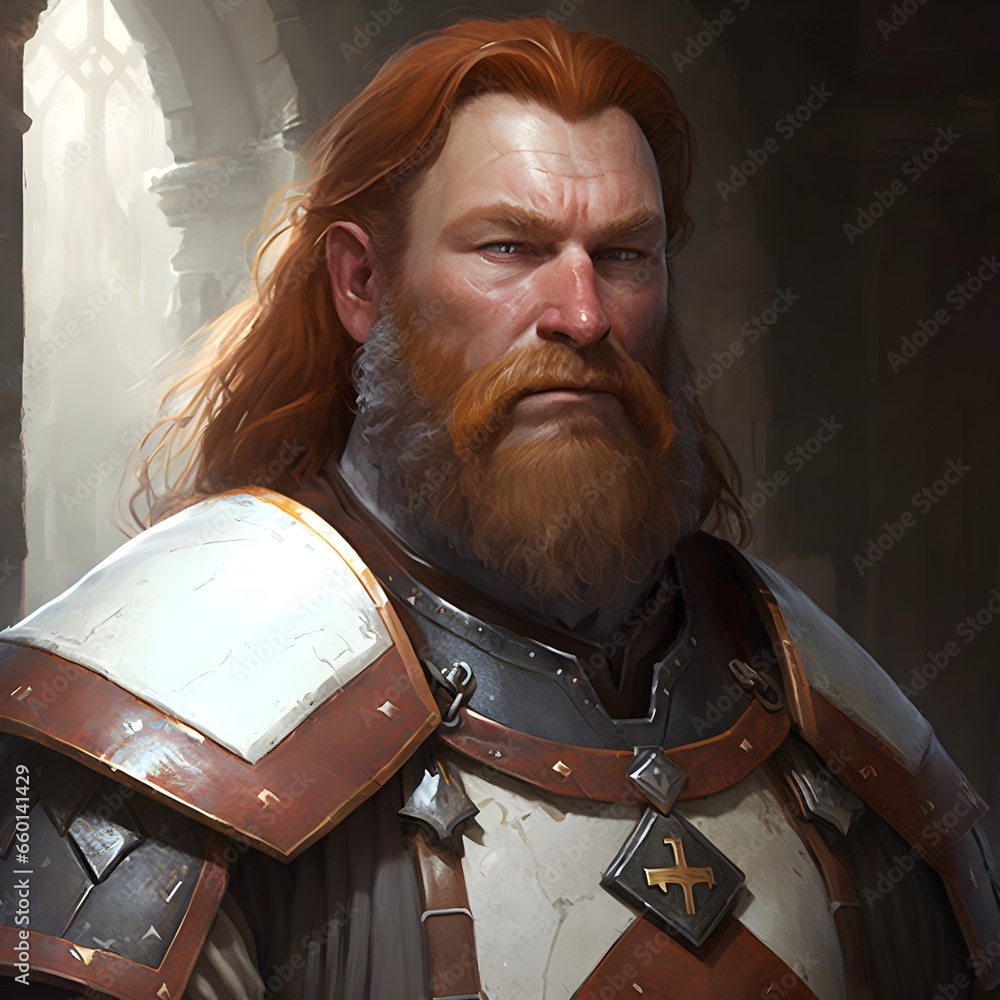 character art dd style Middle Aged Masculine Priest with ginger hair ...