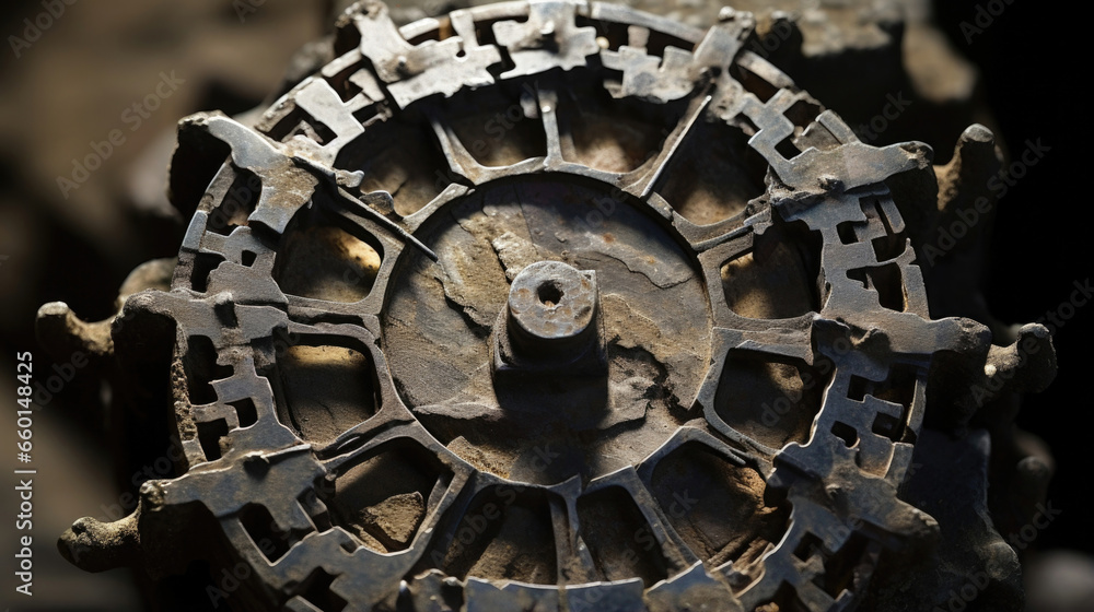 Closeup of a small, intricately designed device discovered by a team of ...