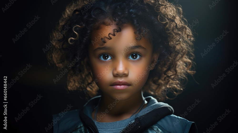 Portrait of a hybrid child, with both human and alien physical features ...