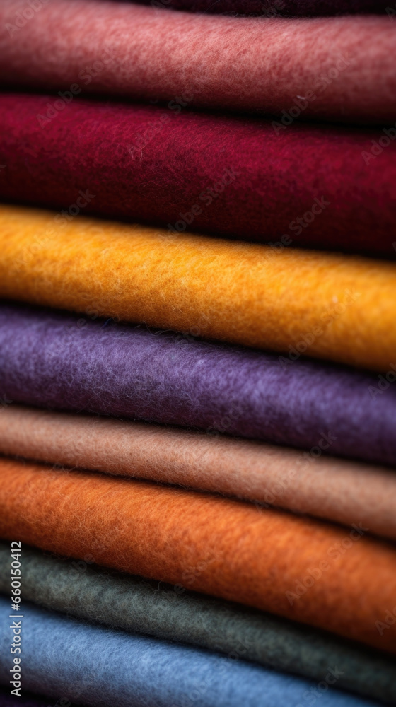 Closeup of wool felt The texture of wool felt is smooth and dense, with ...