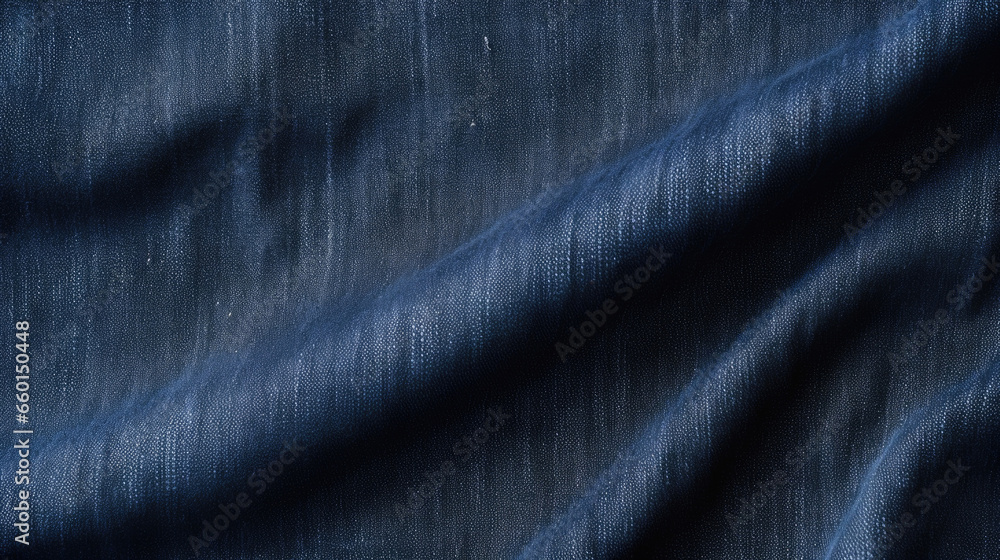 Closeup of raw denim This texture features a deep, dark blue color with ...