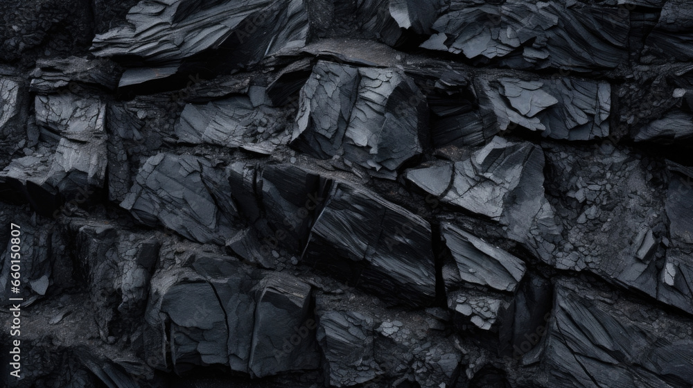 View of volcanic basalt with jagged edges, displaying a striking ...