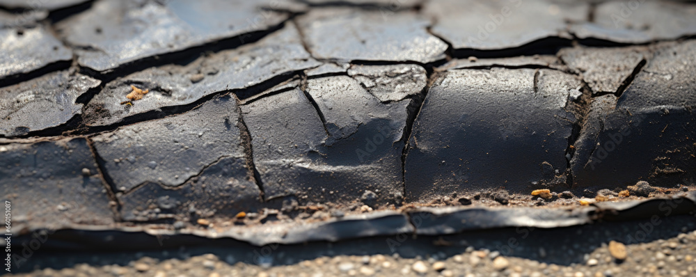 Closeup of worn, torn rubber with a mix of jagged and smooth edges. The ...