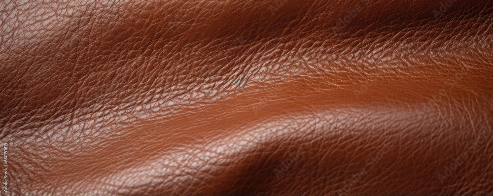 Closeup of natural buffalo leather, displaying a warm and earthy tone ...