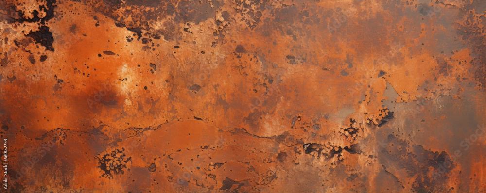 Texture of heavily corroded copper, with large areas of dark brown and ...