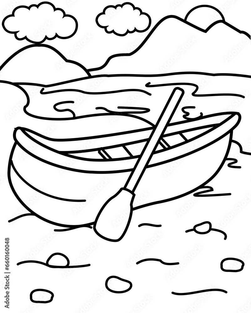 Canoe coloring page for kids Stock Vector | Adobe Stock