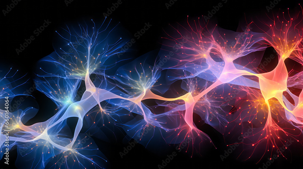 Brain stimulation activity with neuron close-up microscpoe illustration ...
