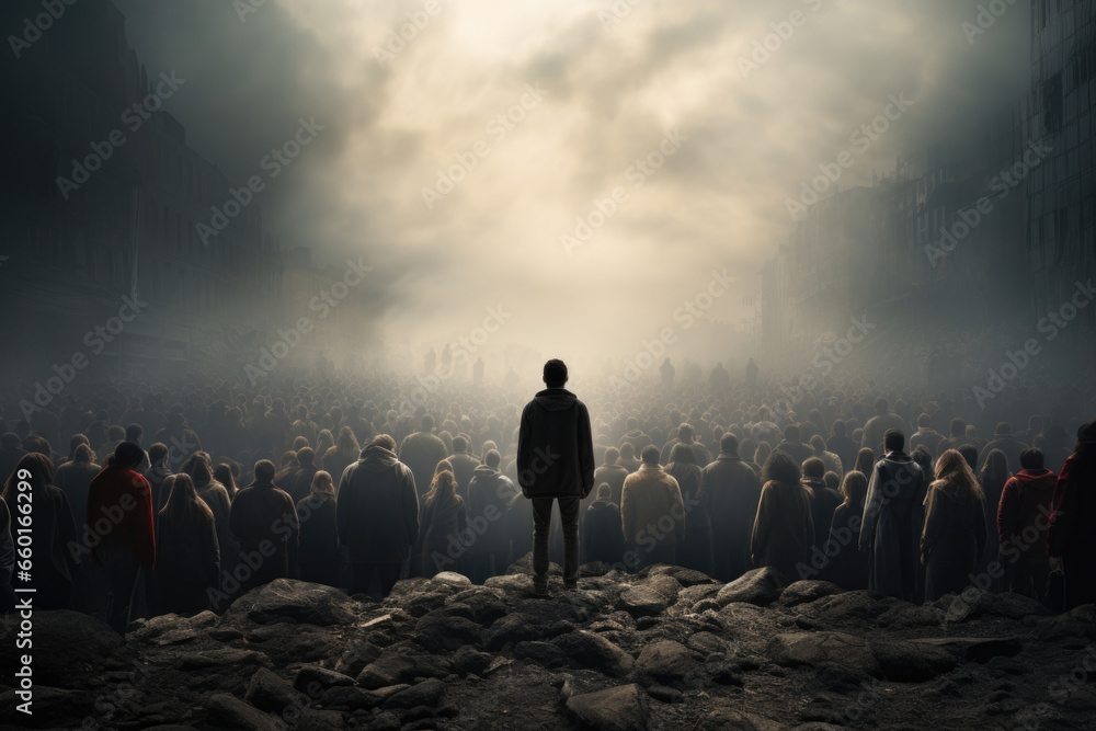 An image of an unrecognizable man standing with his back in front of ...