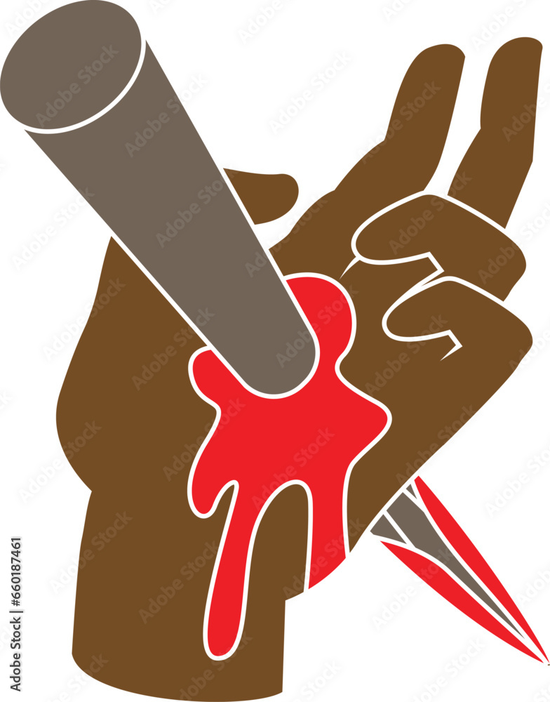 Cartoon Black and White Illustration Vector Of A Human Hand with a ...