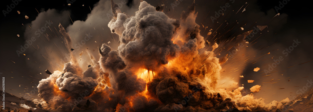 Explosion isolate, Big explosion, Massive explosion, white background ...