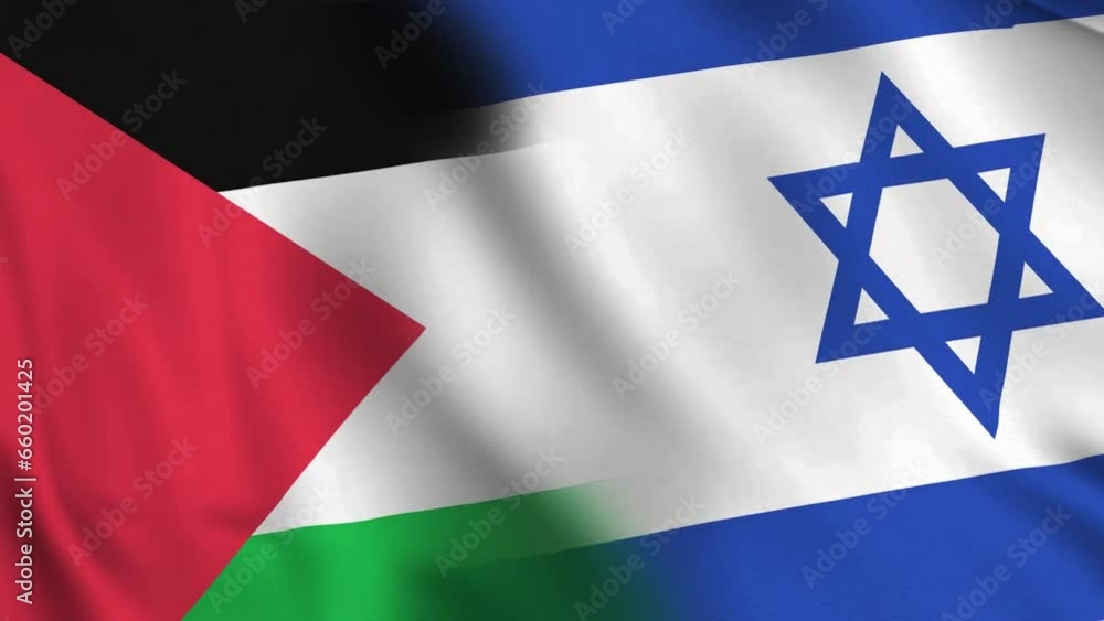 Diagonal waving Palestine and Israel Combined Flag video background ...