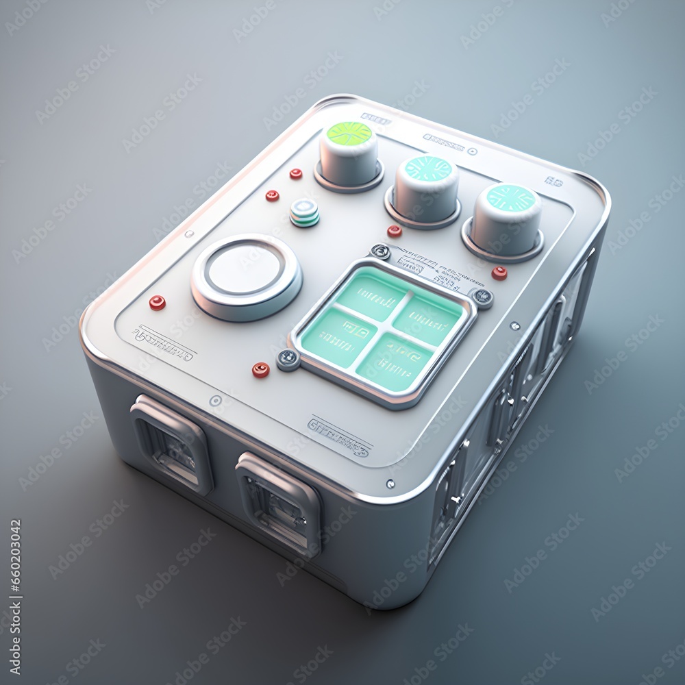 orthographic 3d render of clean minimalistic button display on medical ...