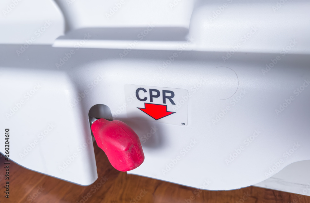 hospital defibrillator AED unit ready for action, symbolizing emergency ...