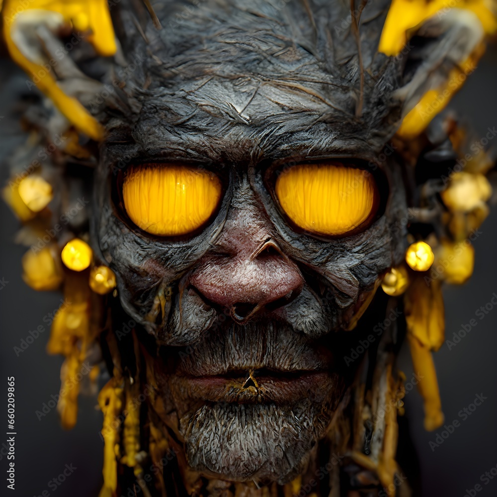 Badass Troll Chief with Charcoal Gold skin and short whiskers dripping ...