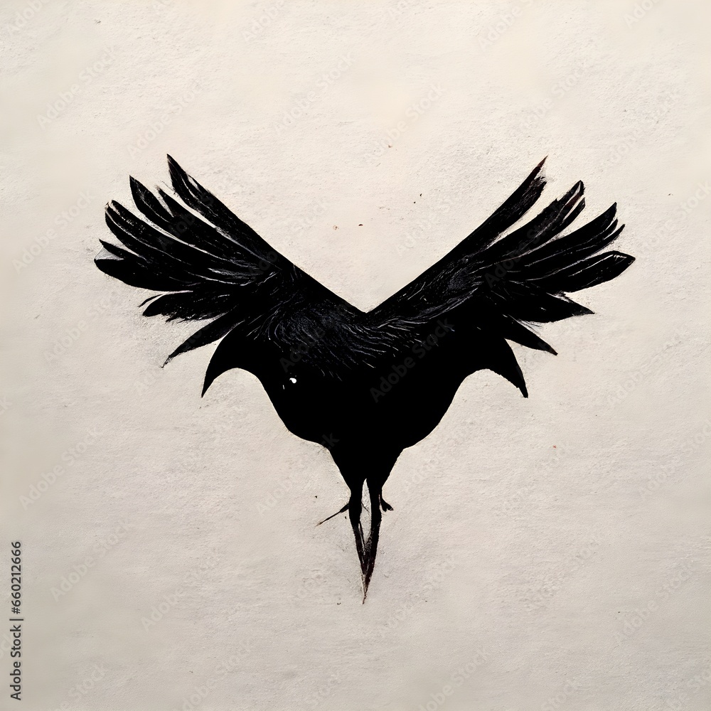 raven heroic logo 2d alchemical illustration minimal texture Stock ...