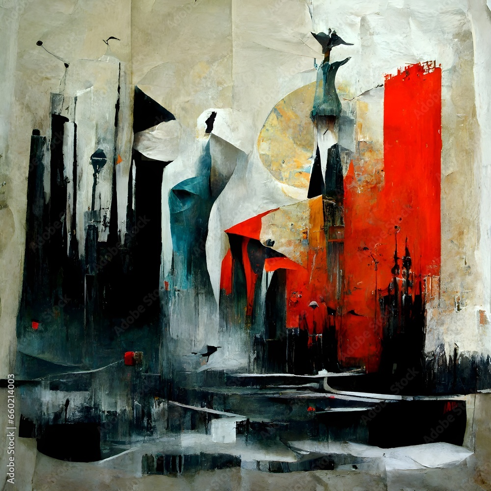 abstract contemporary neoexpressionism surrealism 12th century cemetary ...