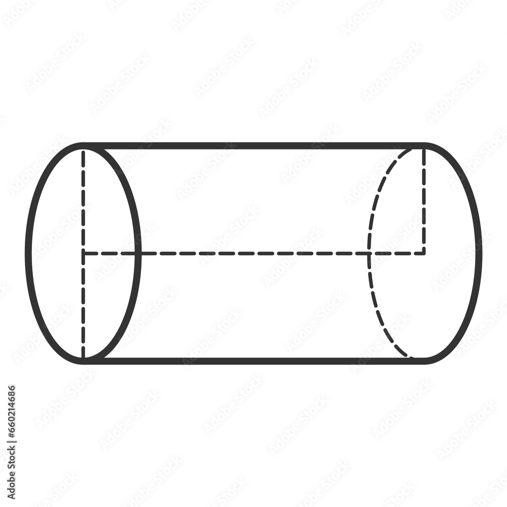 Vector illustration of math tube 3D geometric shapes in dark color and ...