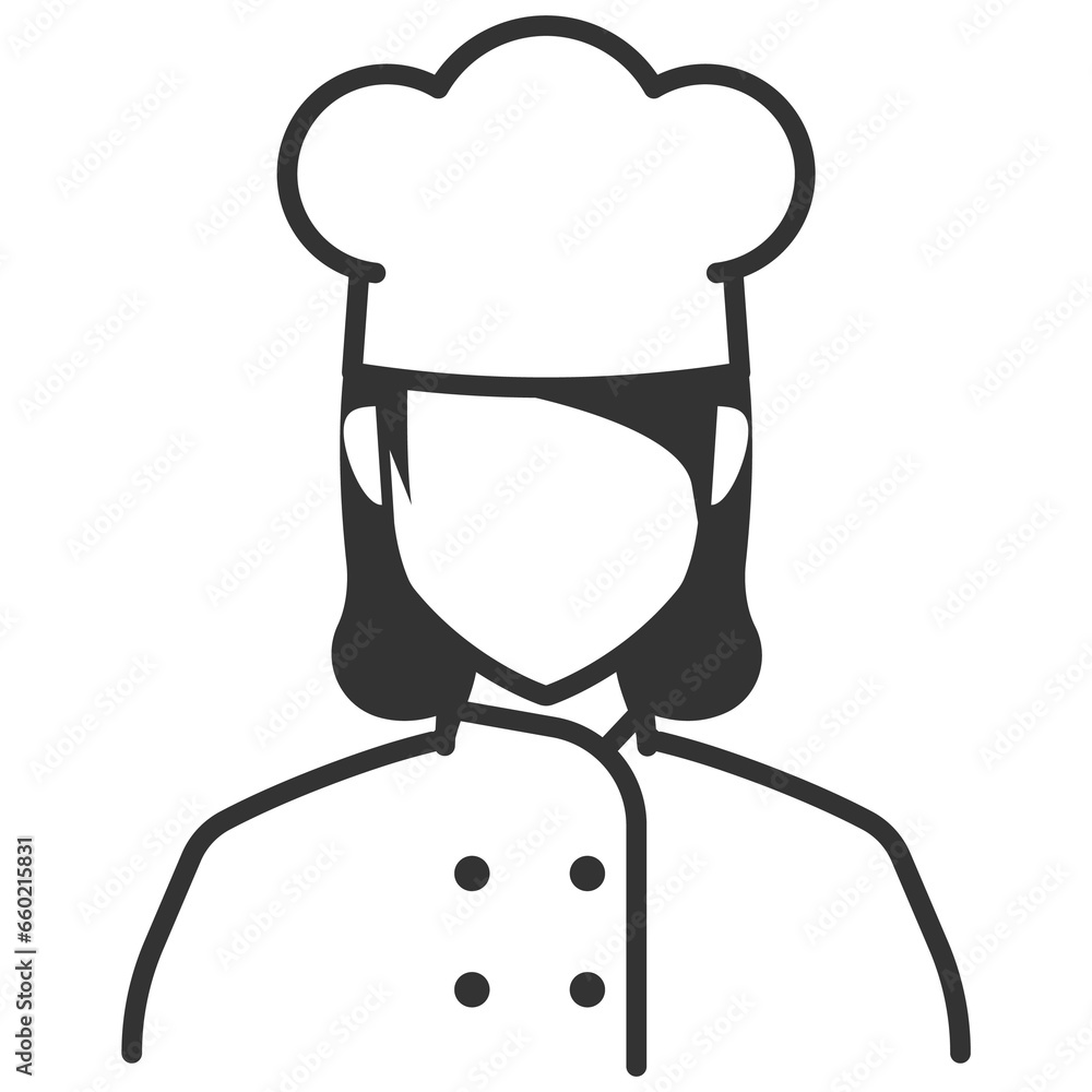 Vector illustration of female Chef icon in dark color and transparent ...