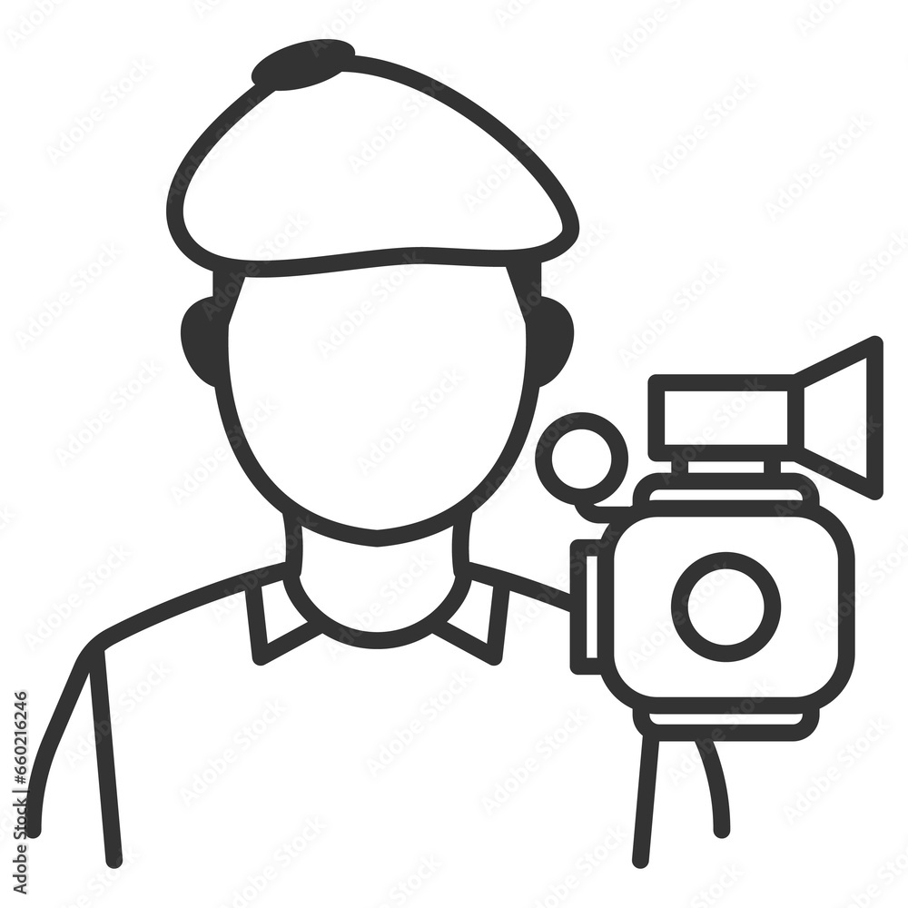 Vector illustration of filmmaker icon in dark color and transparent ...