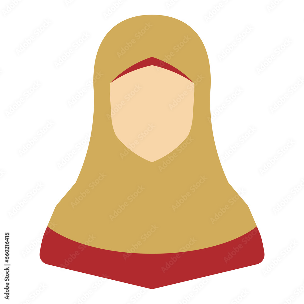 Vector illustration of Female Muslim Avatar in color on a transparent ...