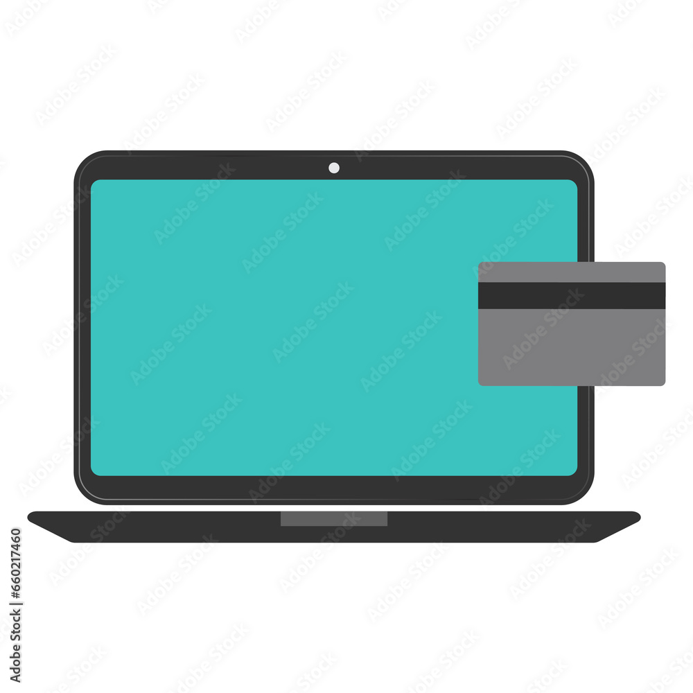 Vector illustration of laptop atm card. Colored vector for website ...