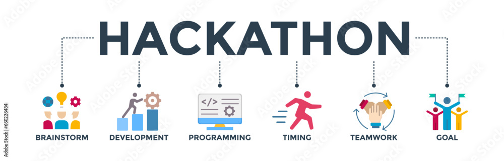 Hackathon banner web icon vector illustration concept for design sprint-like social coding event ...