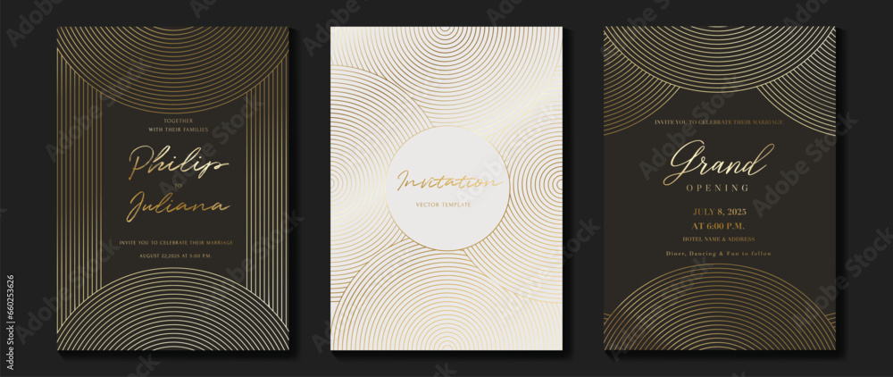 Luxury invitation card background vector. Golden elegant geometric ...