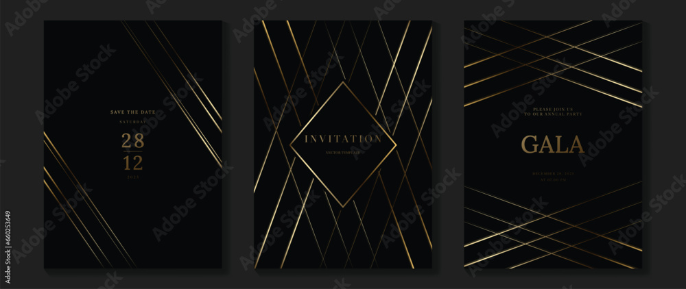 Luxury invitation card background vector. Golden elegant geometric ...