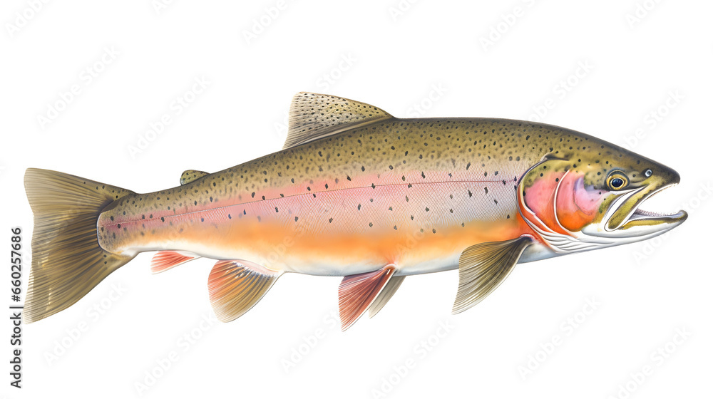 Poster Cutthroat Trout, realistic, side view, illustration, transparent ...